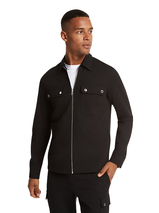 Michael Kors Wool Ponte 2 Pocket Zip Jacket - Black