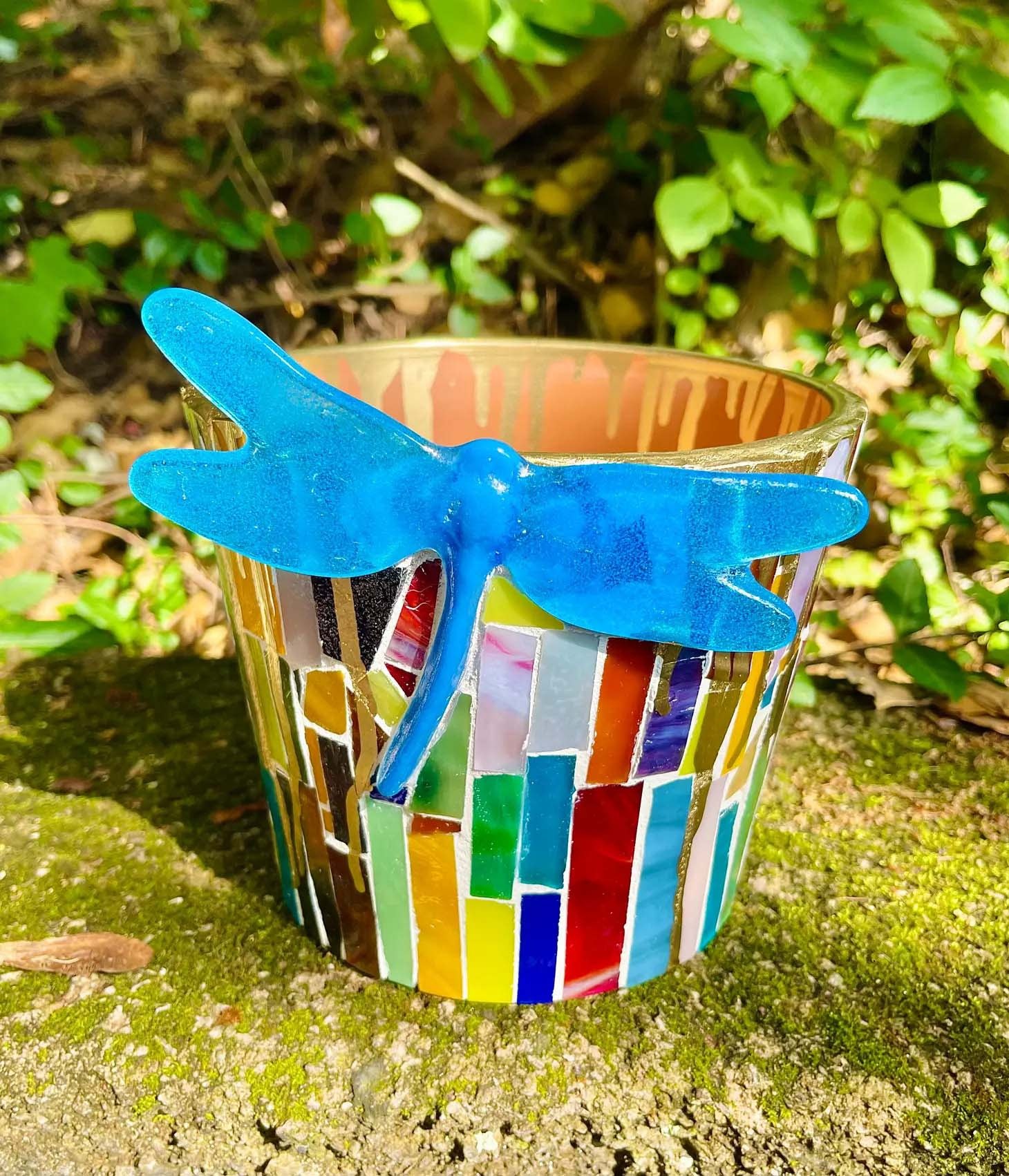 Atelier Dragonfly Glass Mosaic Teracotta Planter - Coyote Moon