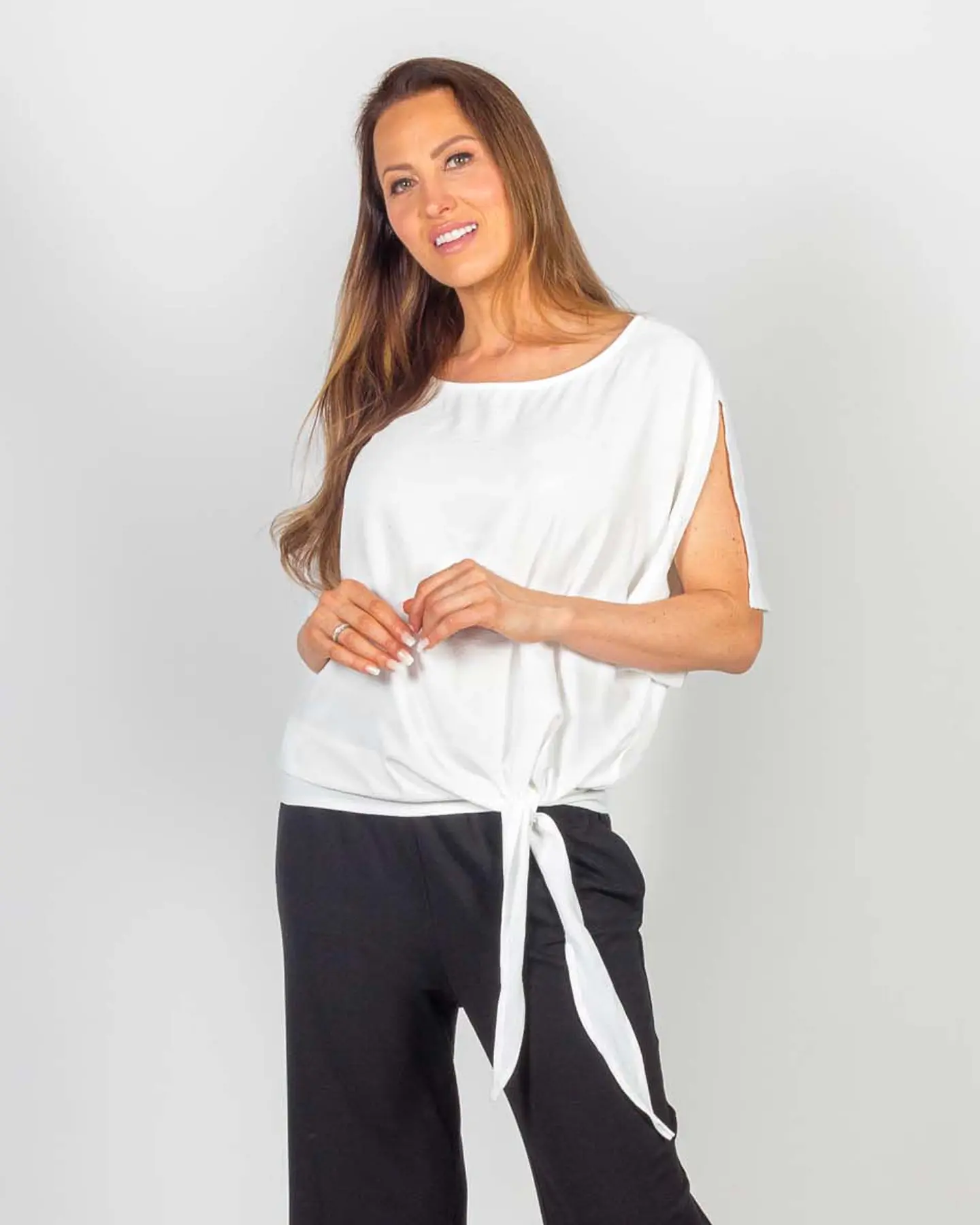 PURE Essence Split Sleeve Tie Top - Coyote Moon