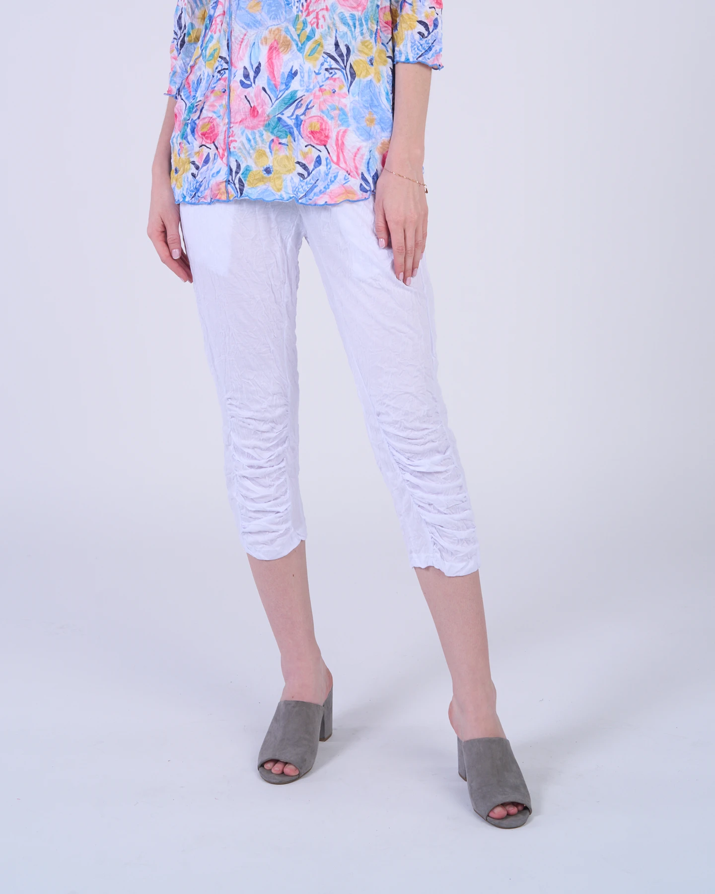 Shana Apparel Crinkle Capri Pants - Coyote Moon