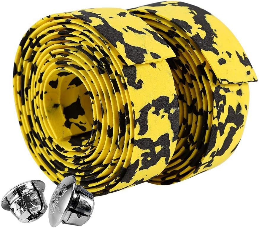 Black and Yellow Bar Tape and Bar End Plugs - Popeyes Cycle and Sports