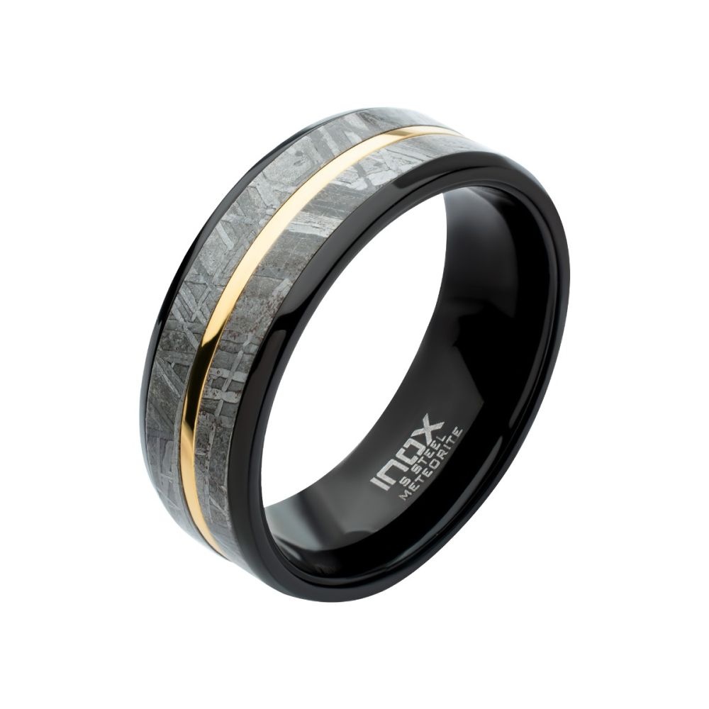 Gold IP & Meteorite Black IP Ring - Angel Haven Specialty Jewelers