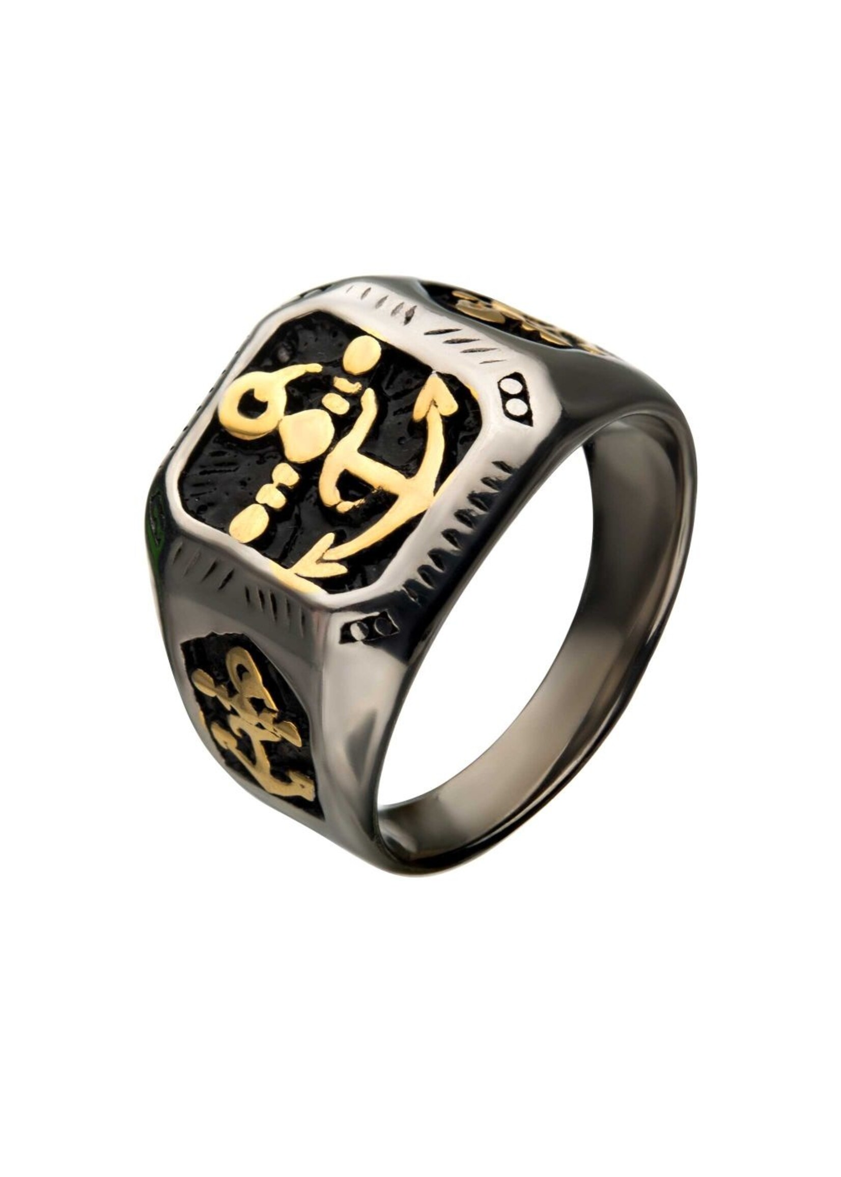 Stainless Steel Gold IP Anchor Signet Ring - Angel Haven Specialty Jewelers