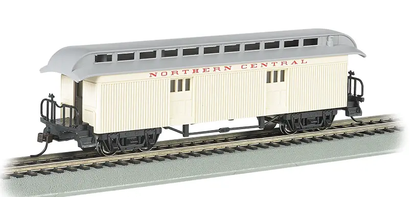 Bachmann 15303 HO Old Time Wood Baggage with Round-End Clerestory Roof ...