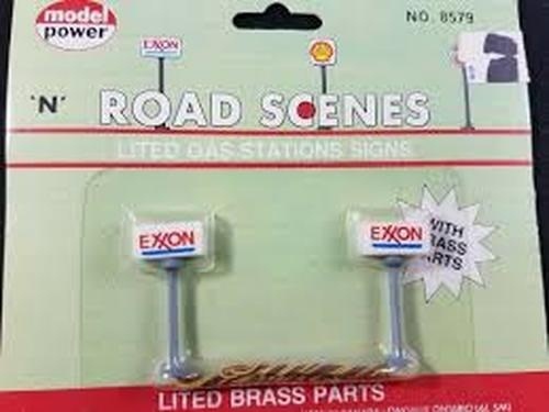 Model Power 8579 N Exxon Lighted Sign/2pc - Chuck's Trains & Hobby Depot