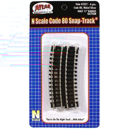 Atlas 2521 N Code 80 11" Radius 1/2 Curve (6) - Chuck's Trains & Hobby ...