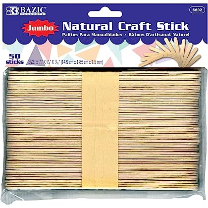 Bazic 6802 Jumbo Craft sticks 50 - Chuck's Trains & Hobby Depot