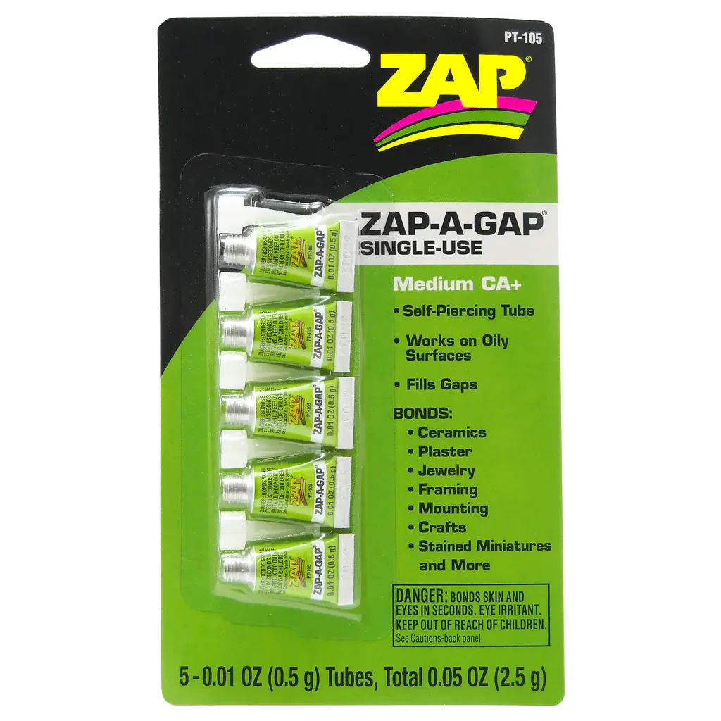 Zap 105 Zap-A-Gap Single Use Tubes - Chuck's Trains & Hobby Depot