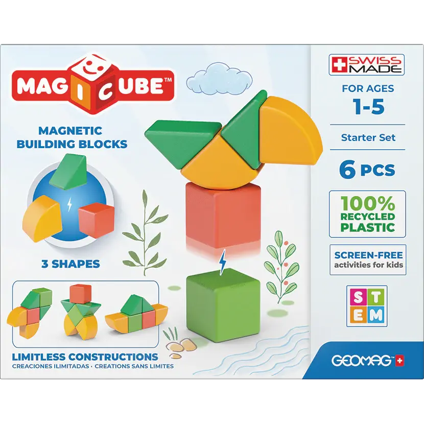 GeoMag 200 Shapes Recycld 6 pcs Magicube - Chuck's Trains & Hobby Depot
