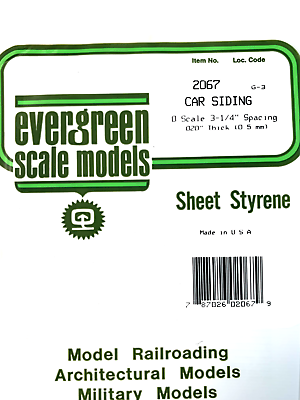 Evergreen 2067 O Freight Car Siding .020" - Chuck's Trains & Hobby Depot