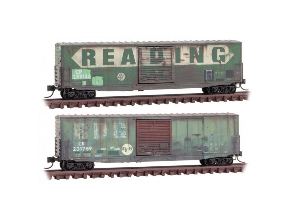 99305860 N CR ex reading 2pk Weathered - Chuck's Trains & Hobby Depot