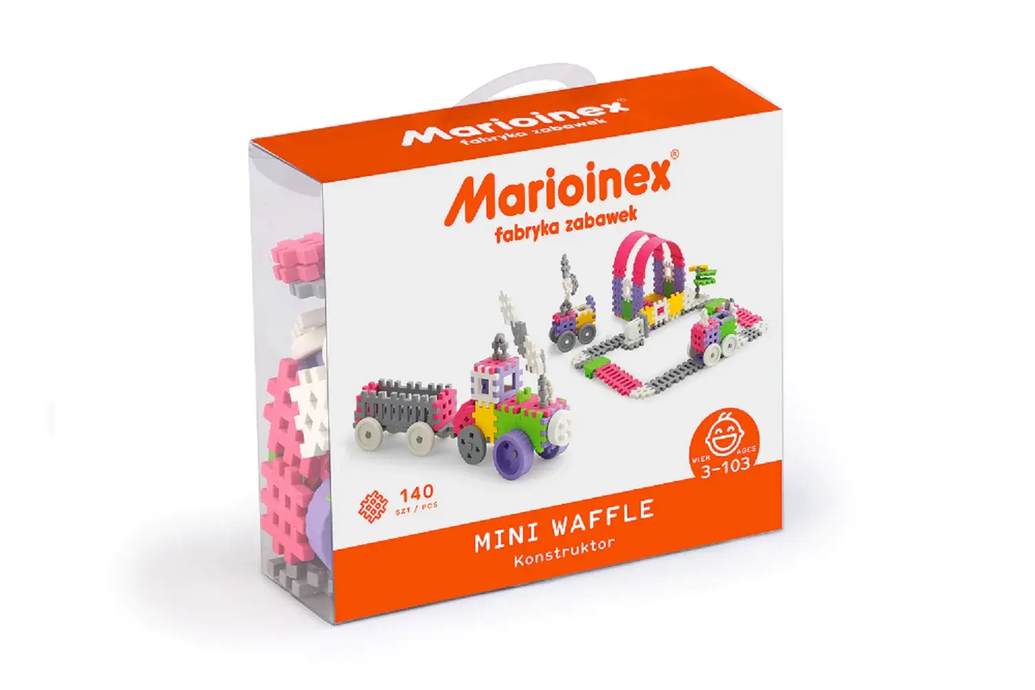 Marioinex Mini Waffle Constructor - 140 Pieces - Pink - Chuck's Trains ...