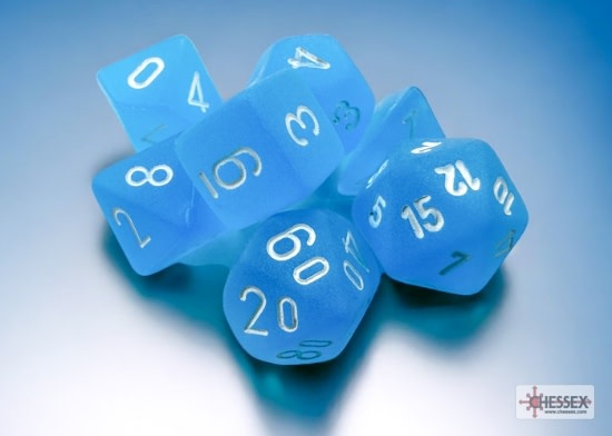Chessex 20416 7 Die Set Mini Frosted Caribbean Blue/White - Chuck's ...