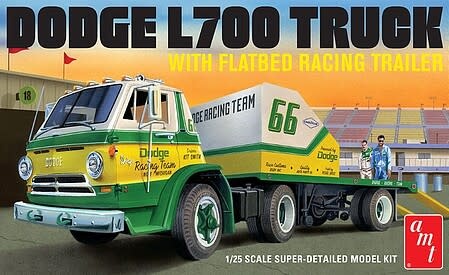 1368 1/25 1966 Dodge L 700 Truck w/ Flatbed Racing Trailer - Chuck's ...