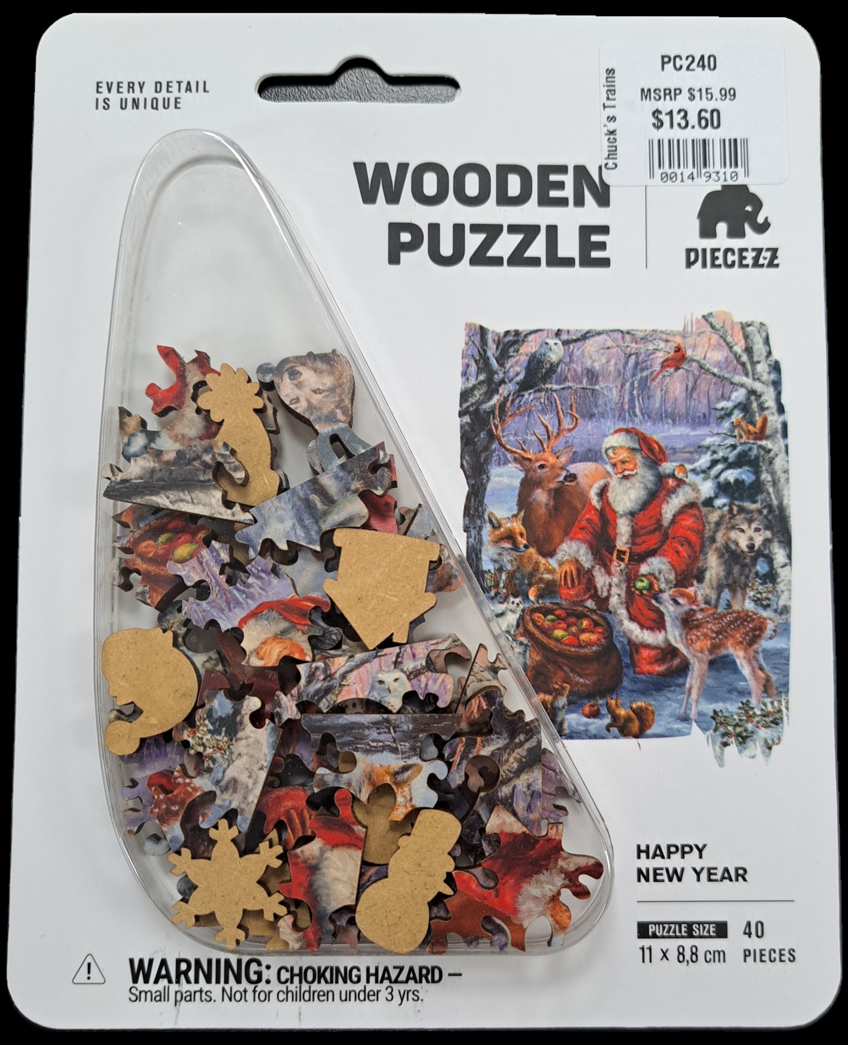 New Year Christmas 2 Piecezz Wooden 40 Piece Puzzle - Chuck's Trains ...