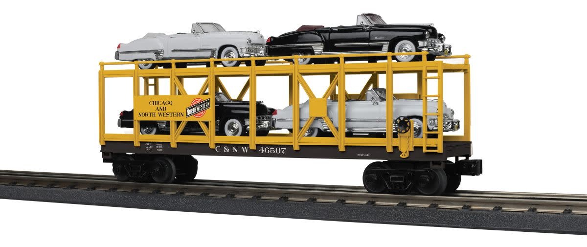 3076879 O CNW Auto Carrier w/ 4 Cadillacs - Chuck's Trains & Hobby Depot