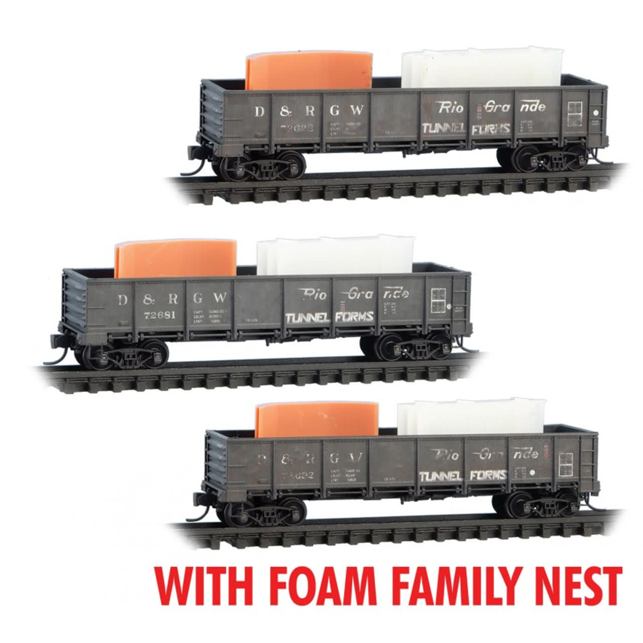 99302244 N D&RGW Weathered w/ Tunnel Form 3pk FOAM - Chuck's Trains ...