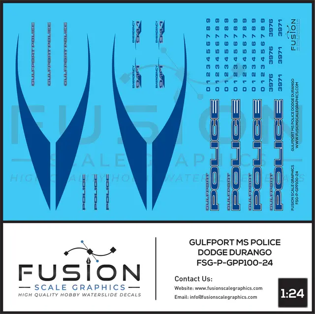 Fusion 1:24 Scale Gulfport Mississippi Dodge Durango Police Car Decal ...