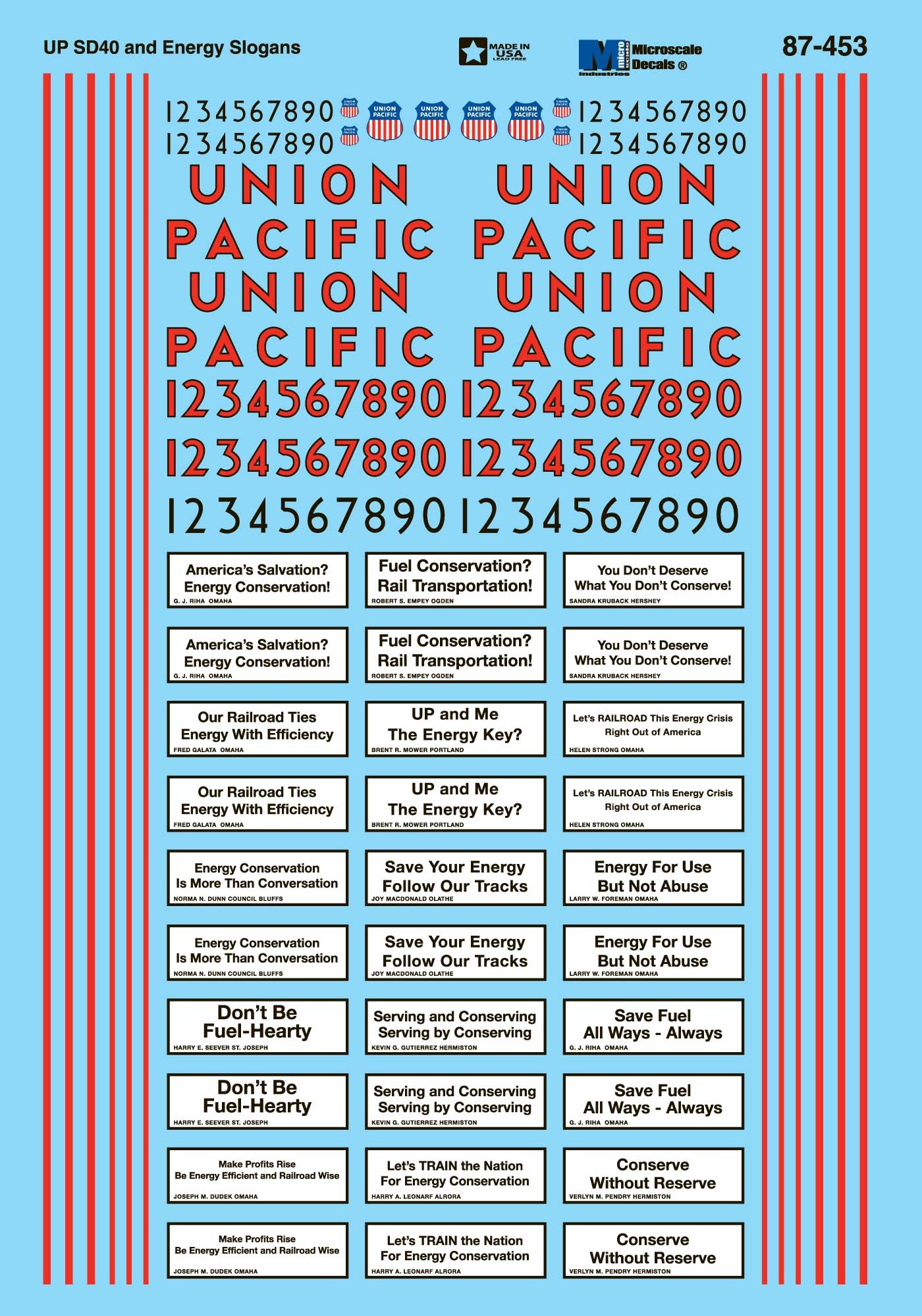87-453 HO Scale - Union Pacific Diesels - SD40-2 - Includes Slogans ...