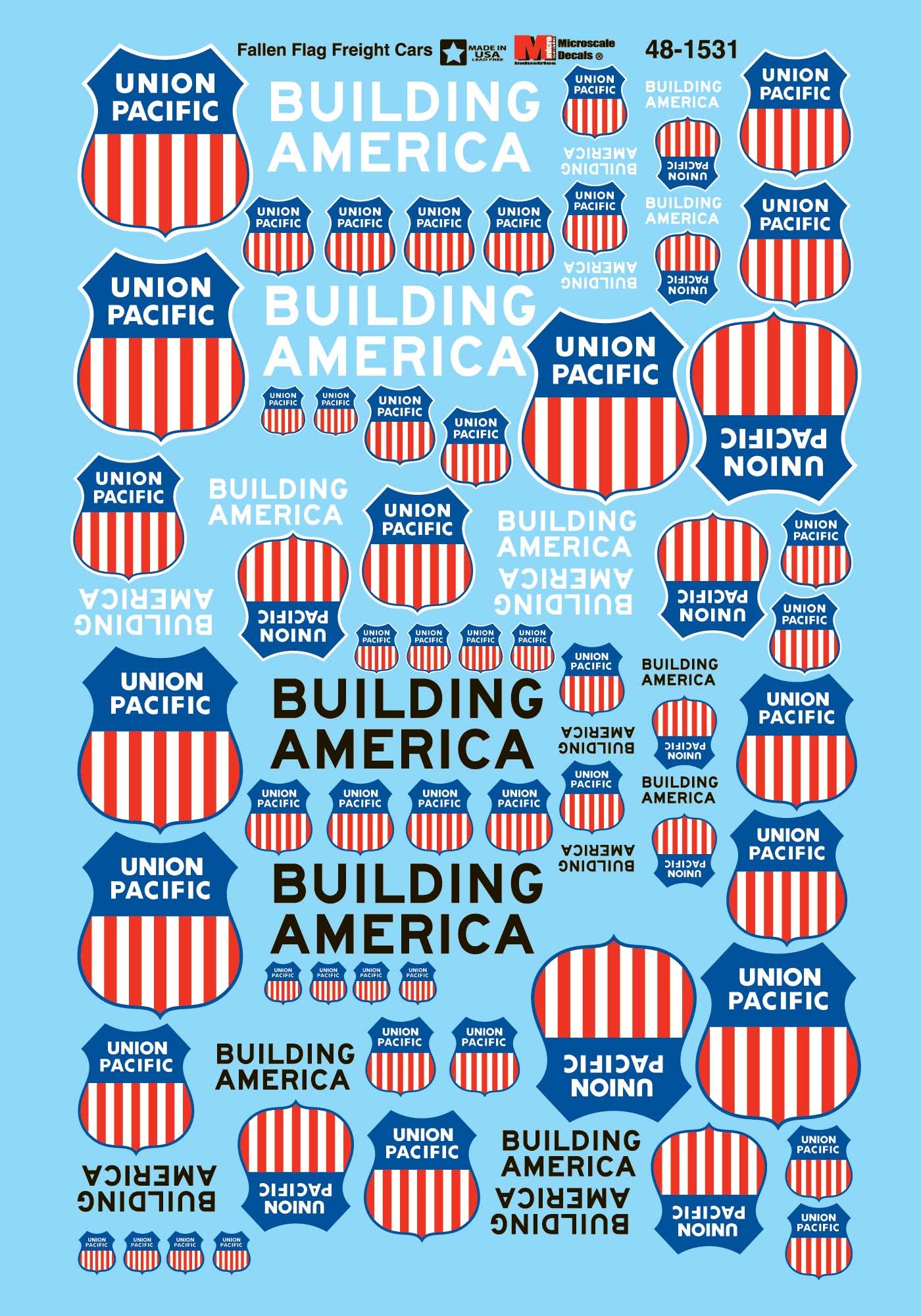 48-1531 O Scale Union Pacific Fallen Flag Freight Car Decals - Chuck's ...