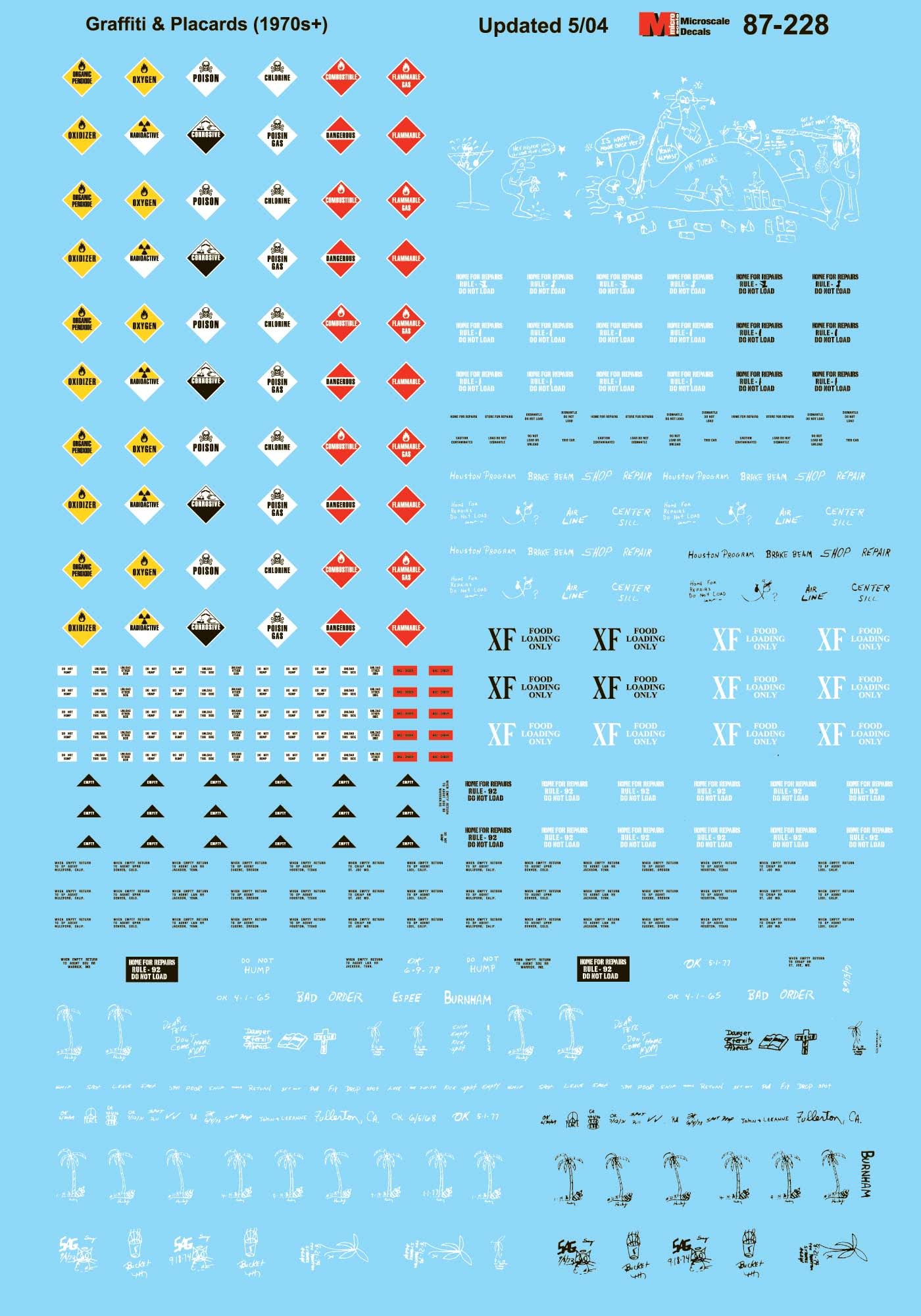60-228 N Scale - Freight Car Graffiti and Haz Mat Placards Decals ...
