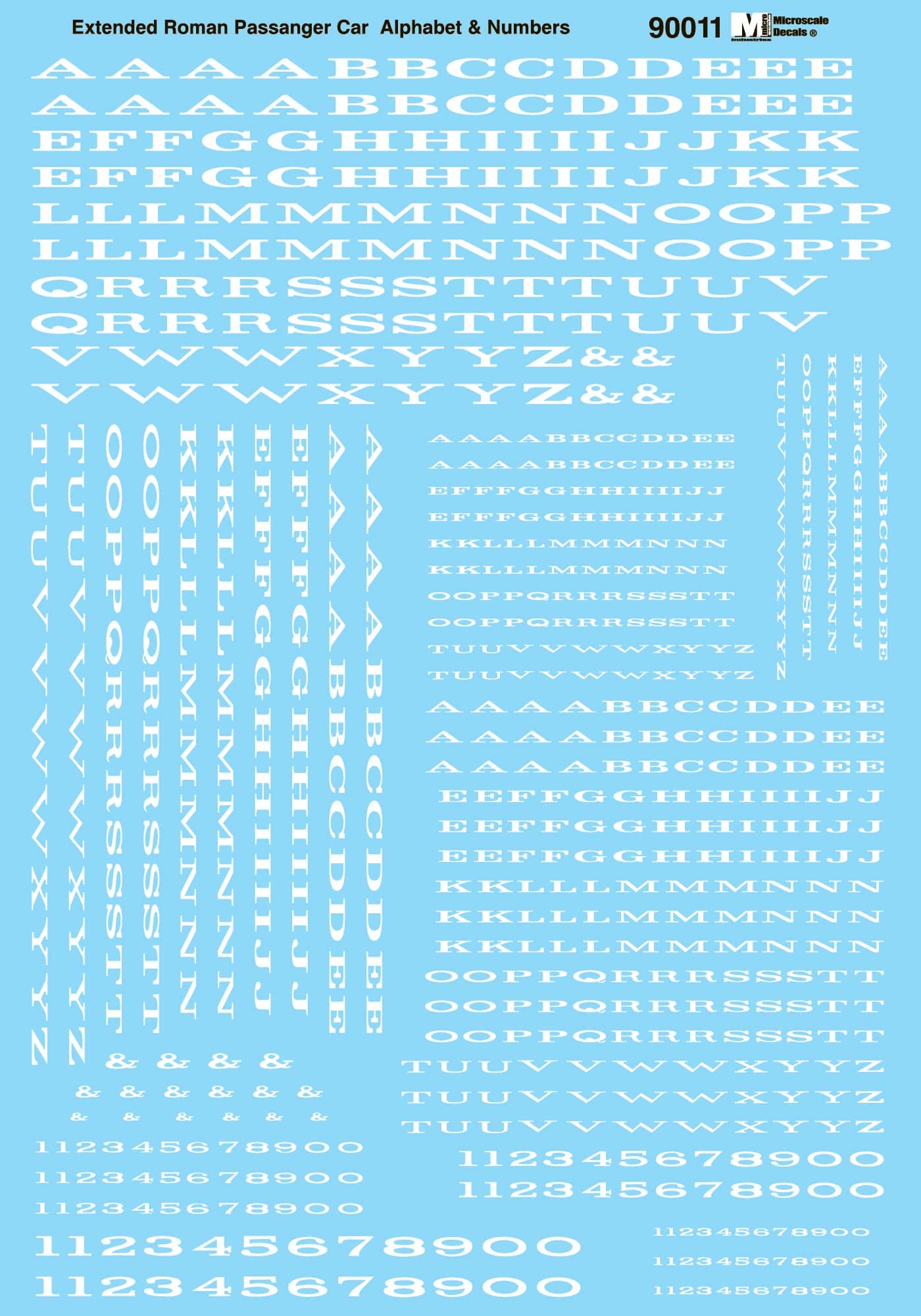 70011 N Scale - Alphabets - Extended Railroad Roman - White Decals ...
