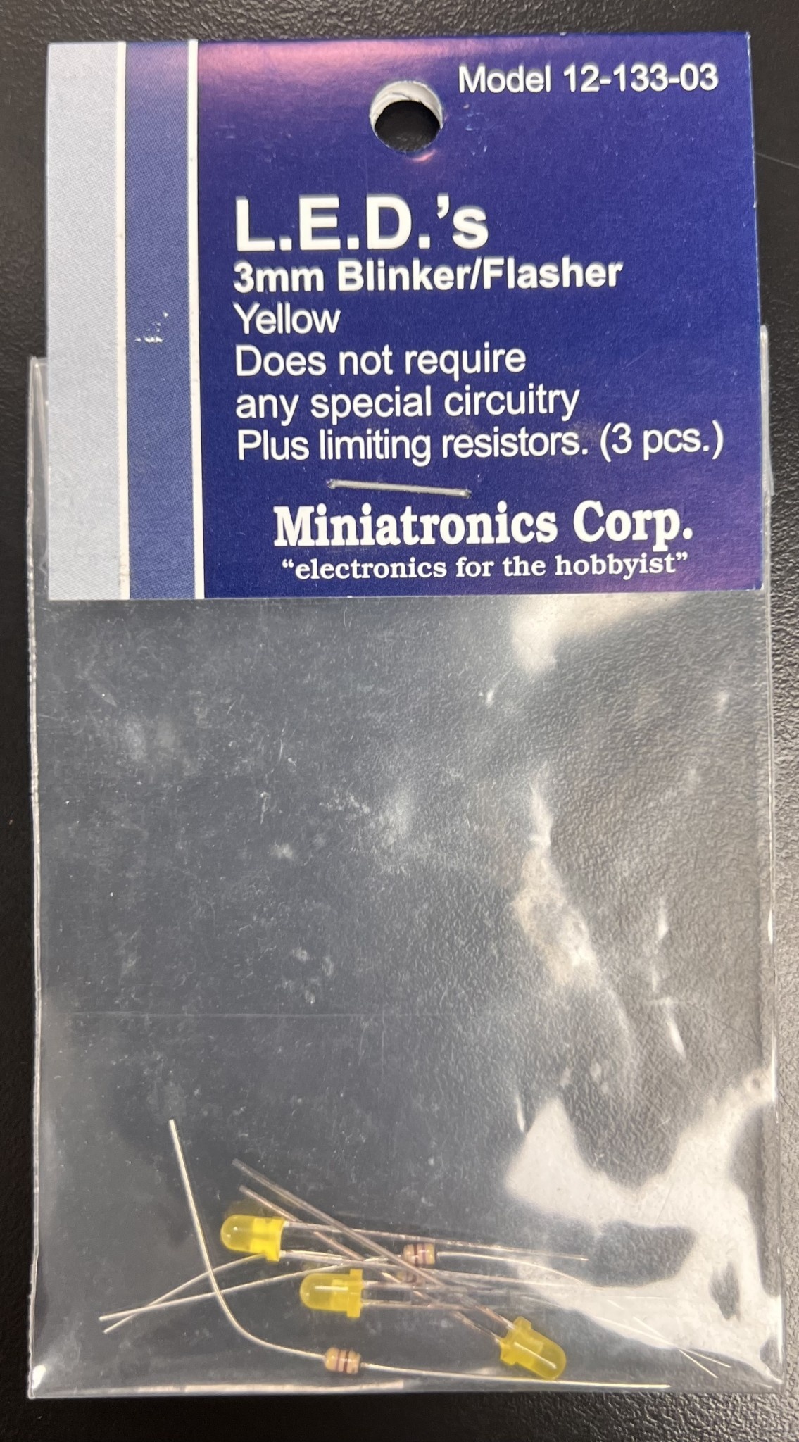 Miniatronics 12-133-03 3mm Blinker/Flasher Yellow LED -3 Pack w ...