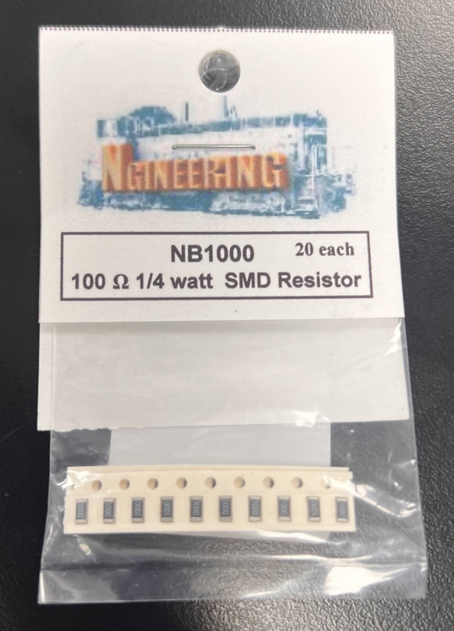 Ngineering NB1000 1/4 Watt 100-Ohm SMD Resistor - 20-Pack - Chuck's ...