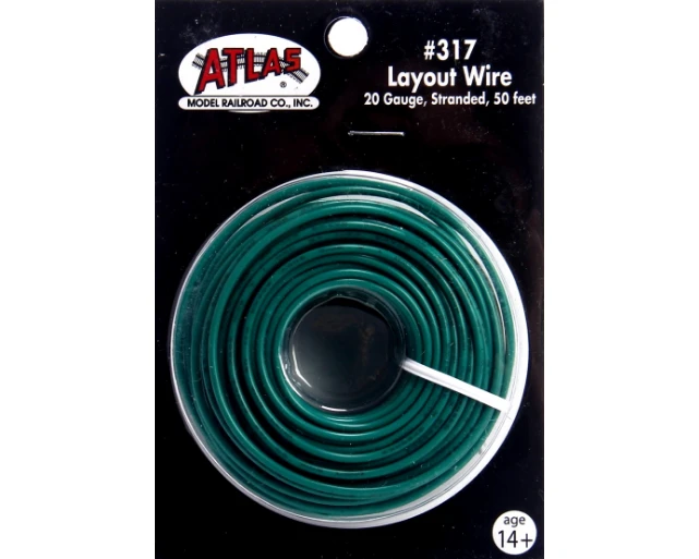 Atlas 317 50' Stranded Wire, 20 Gauge Green - Chuck's Trains & Hobby Depot