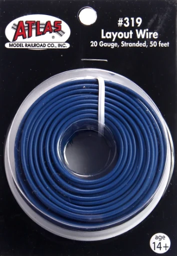 Atlas 319 50' Stranded Wire, 20 Gauge Blue - Chuck's Trains & Hobby Depot