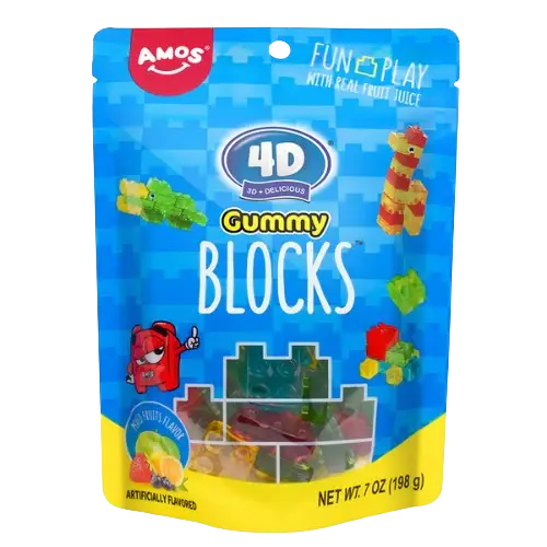 Candy Amos 4D Gummy Blocks Mixed Fruit 7oz - Chuck's Trains & Hobby Depot
