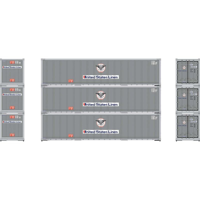 63389 HO 40' Smooth Side Containers, USLU #1 (3) - Chuck's Trains ...