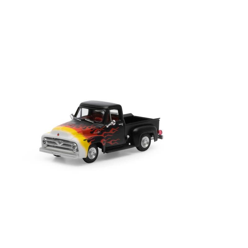 26464 HO 1955 Ford F-100 Pickup Black/Flames - Chuck's Trains & Hobby Depot