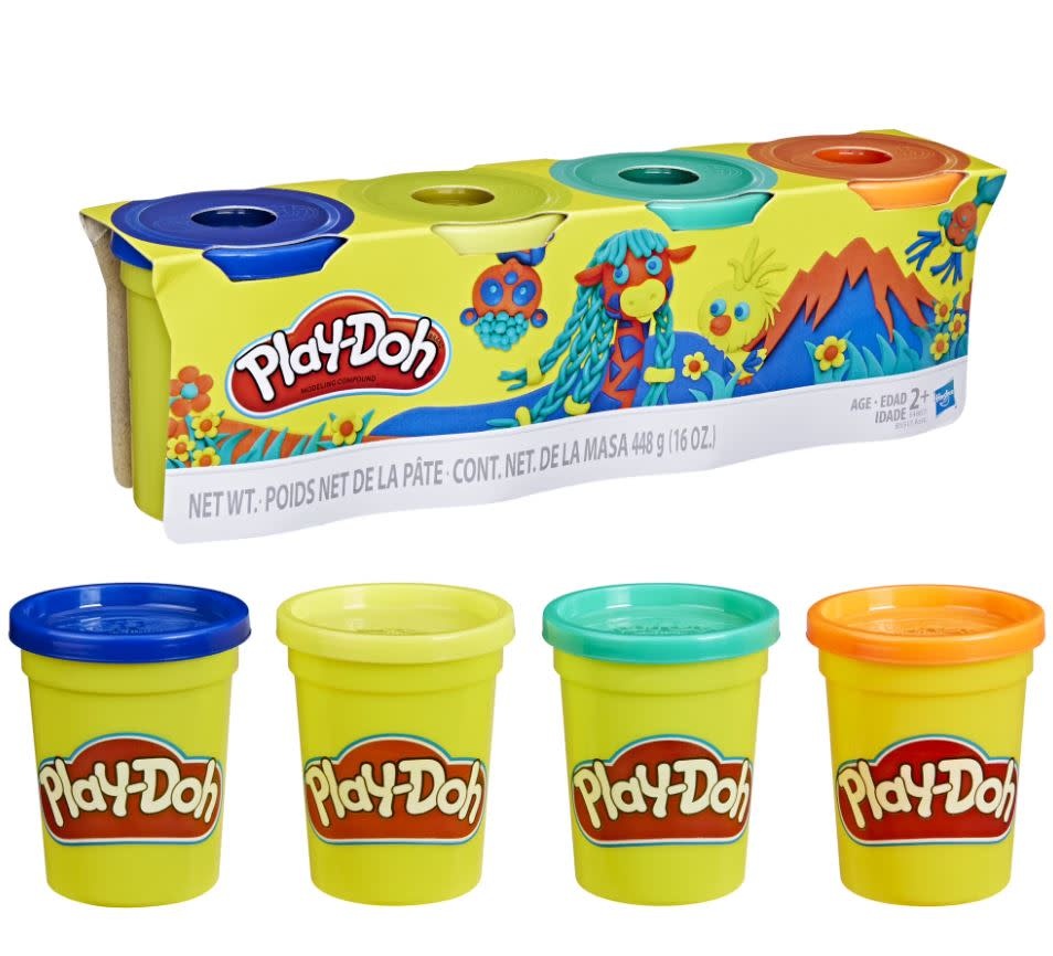 Play-Doh 4867 Playdoh 4 Pack of 4oz Wild Colors - Dk Blue, Yellow Green ...
