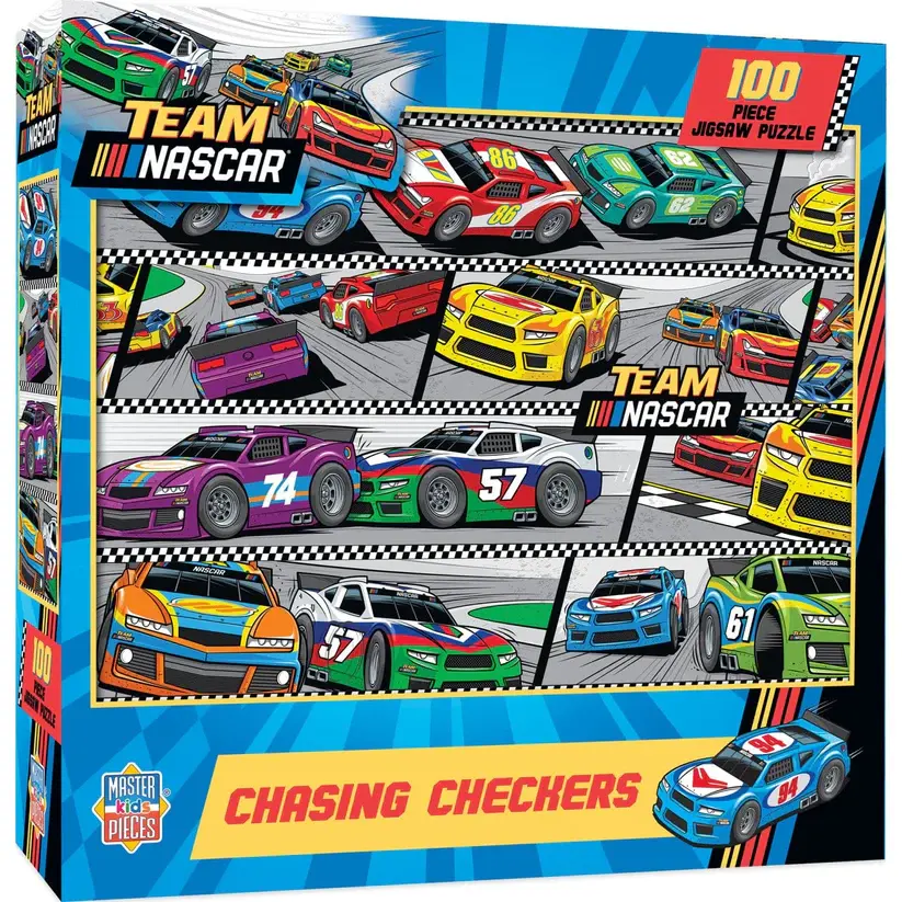 NASCAR Chasing Checkers 100 Piece Puzzle - Chuck's Trains & Hobby Depot