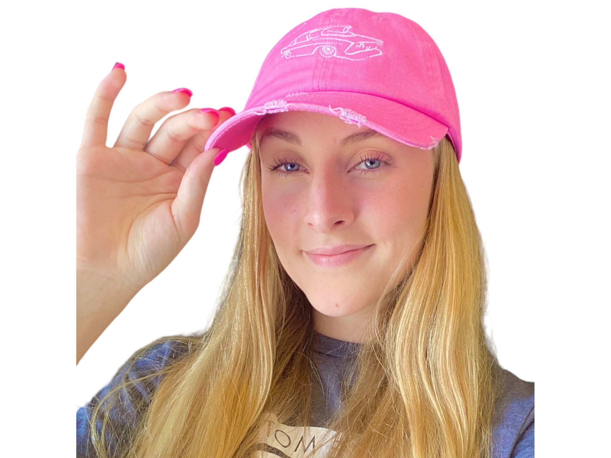 "JANKY" RACE CAR HAT WOMENS EMBROIDERED 6 PANEL UNSTRUCTURED DISTRESSED ...