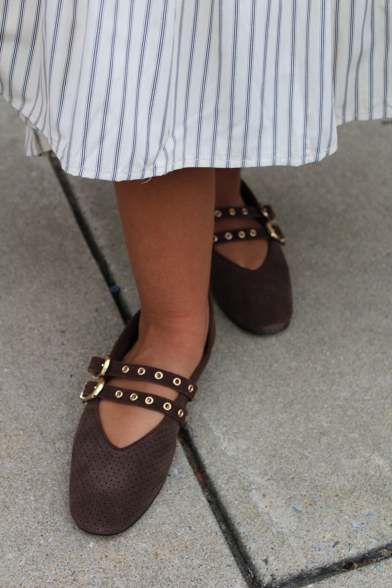 Brown Suede Baylee Grommet Flat - Blank Paige Boutique