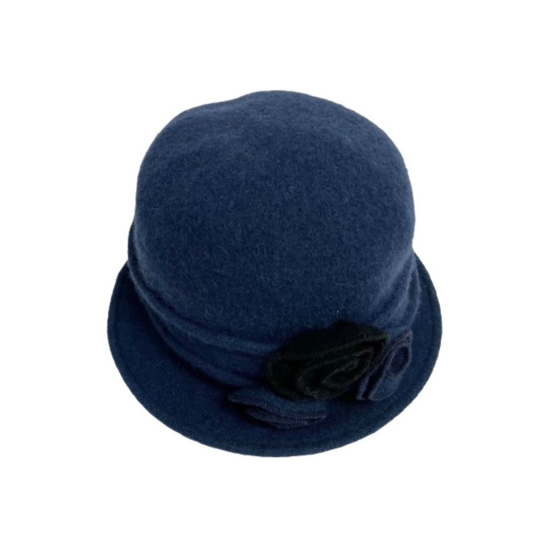 Boiled Wool Wire Brim Hat w/ Tri 2 Tone Flower - New Horizons Downtown