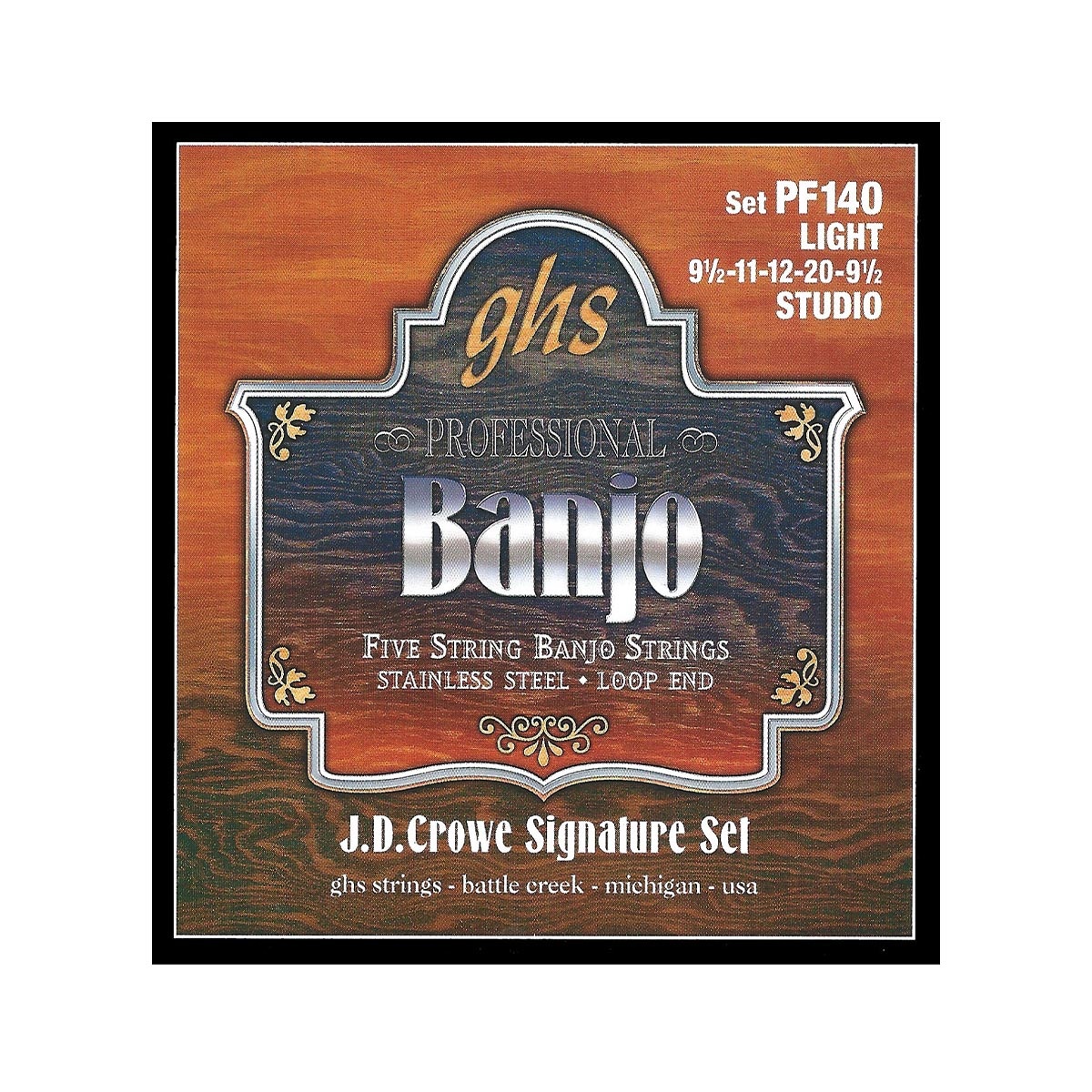 GHS Jd Crowe PF140 Light Loop End Stainless Steel 5 String Banjo Set ...