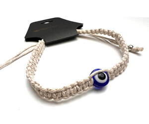 Hemp Evil Eye Pull Tie Bracelet - Awakenings of Baton Rouge