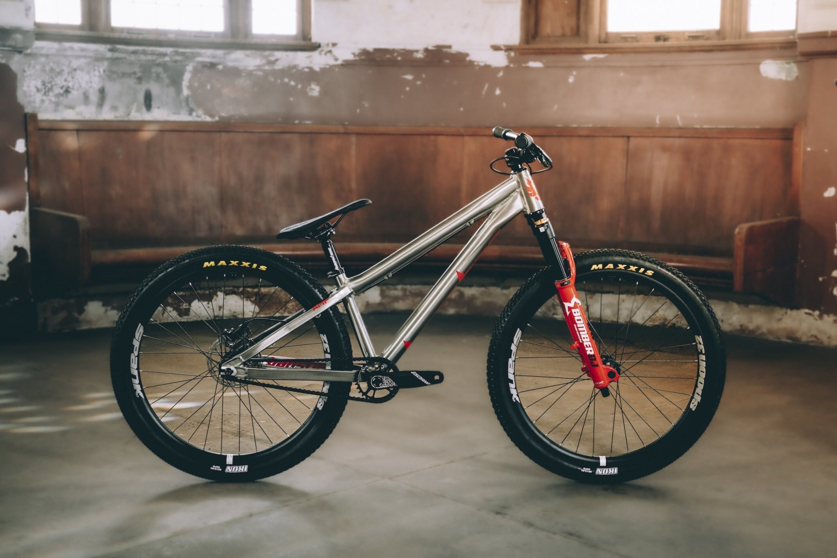 Banshee Bikes, Amp, DJ, Raw w/Red Decals, Large, Frame Only - Bike Works