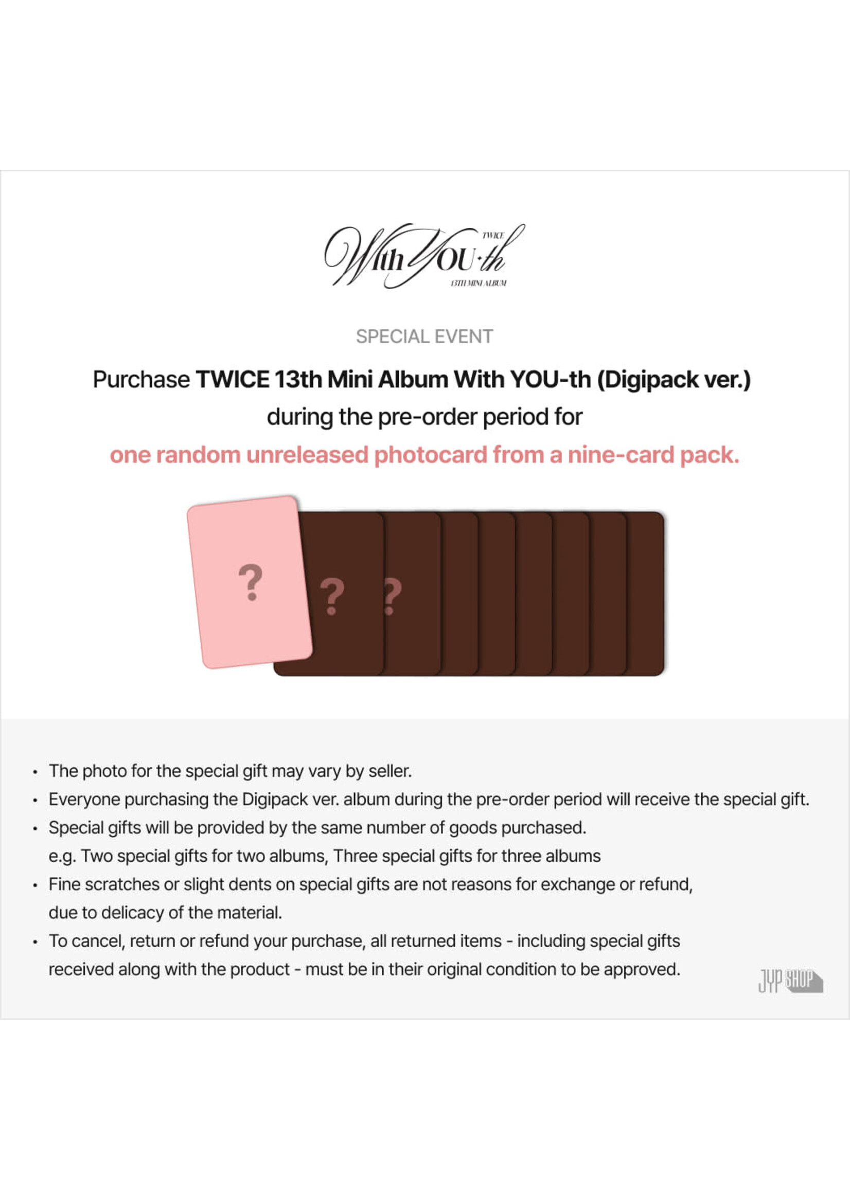 TWICE - With YOU-th (Digipack Ver.) + Random Photocard (JYP) - K-Town