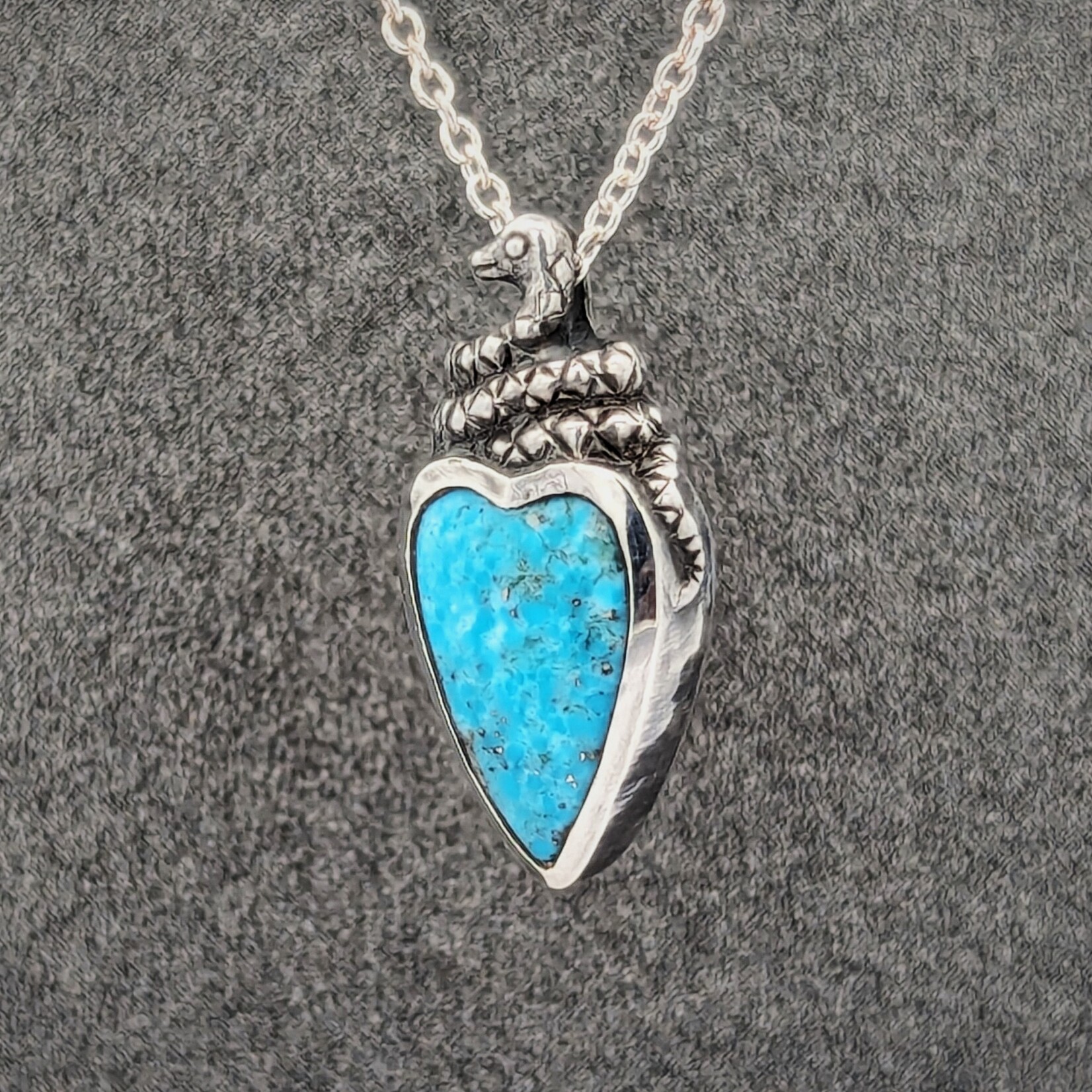 Baby Snake Heart Pendant - Silver Bonsai Gallery