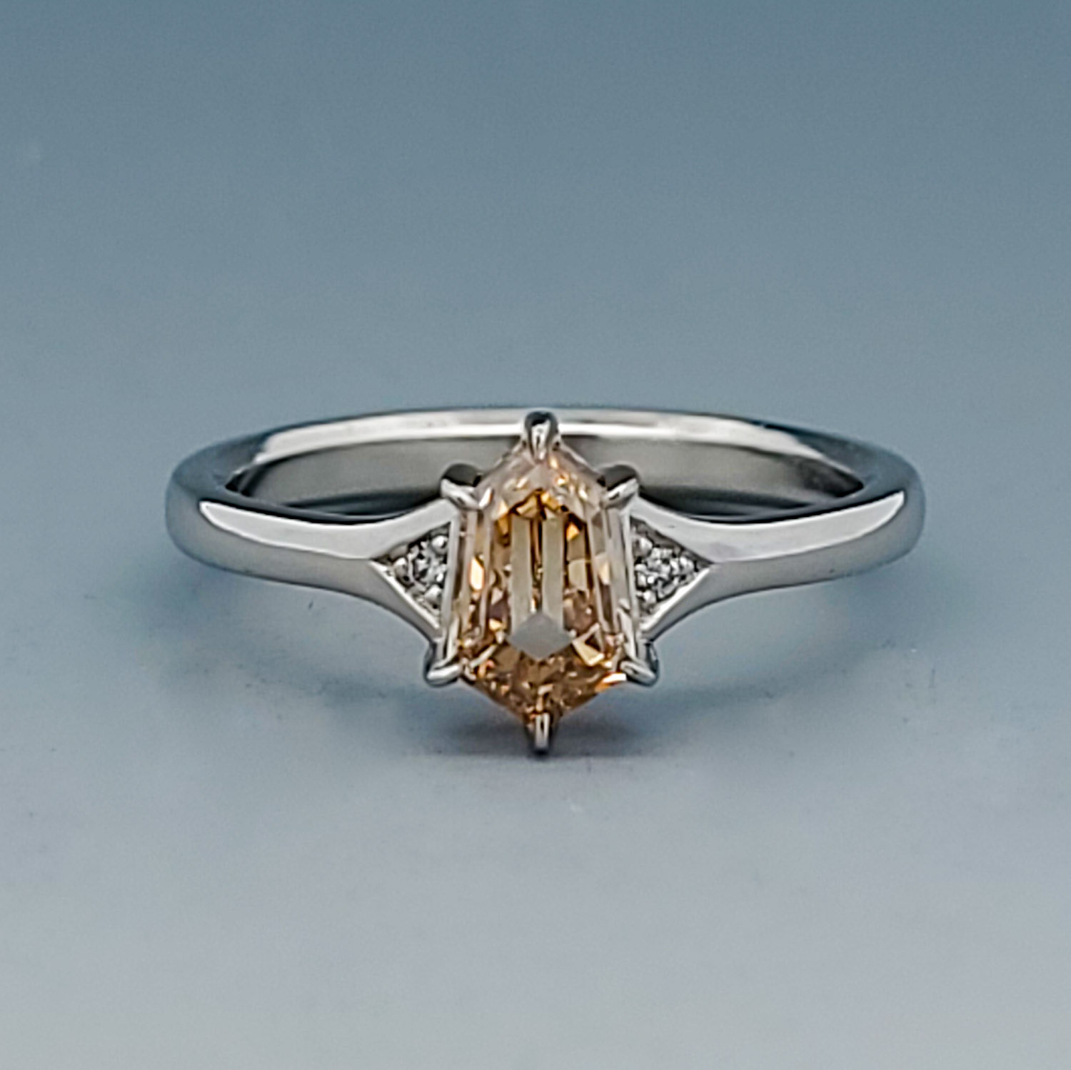 Shield cut Diamond Solitaire, platinum - Silver Bonsai Gallery