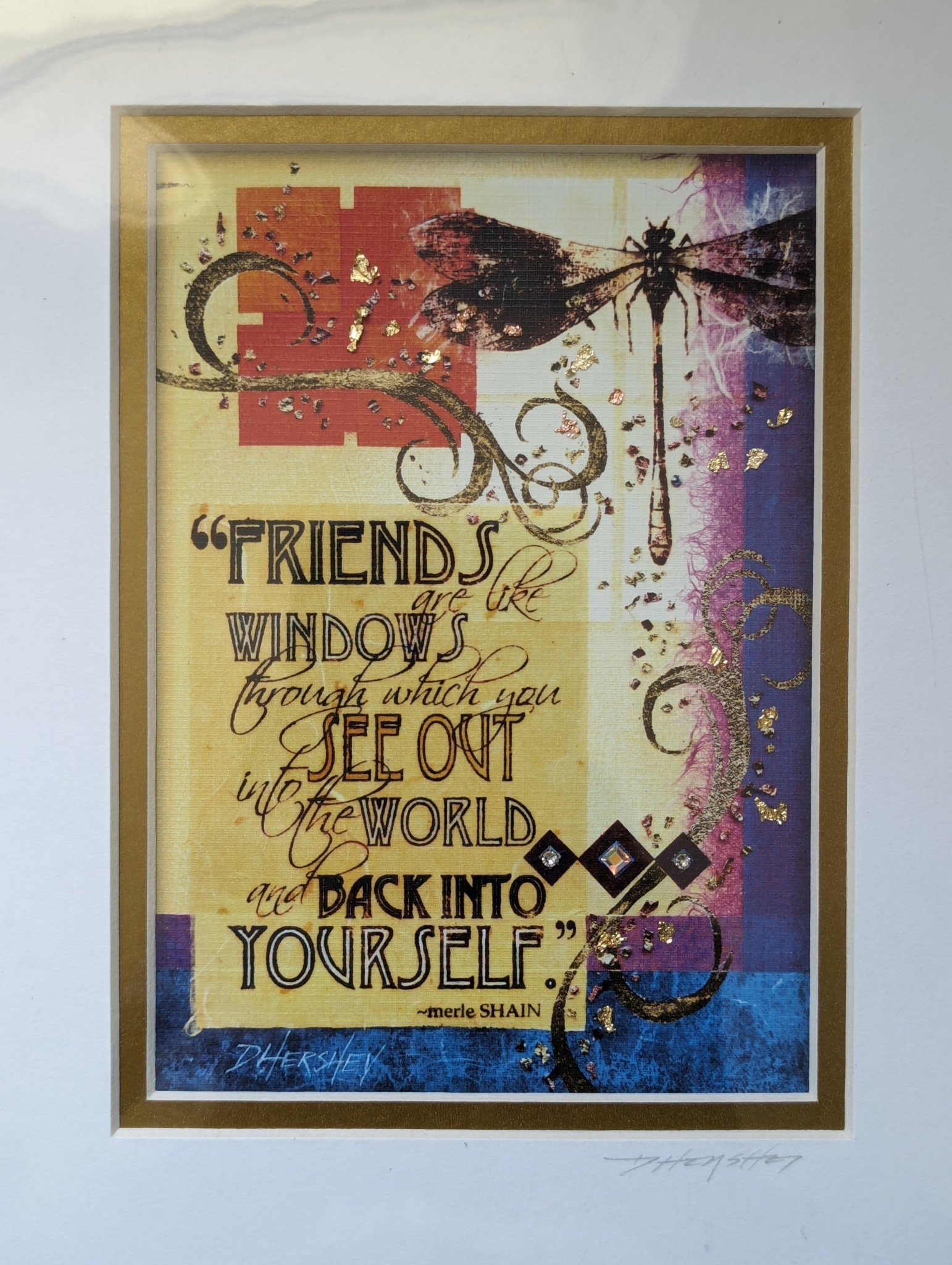 "Friends Are Windows..." Matted Print - Silver Bonsai Gallery