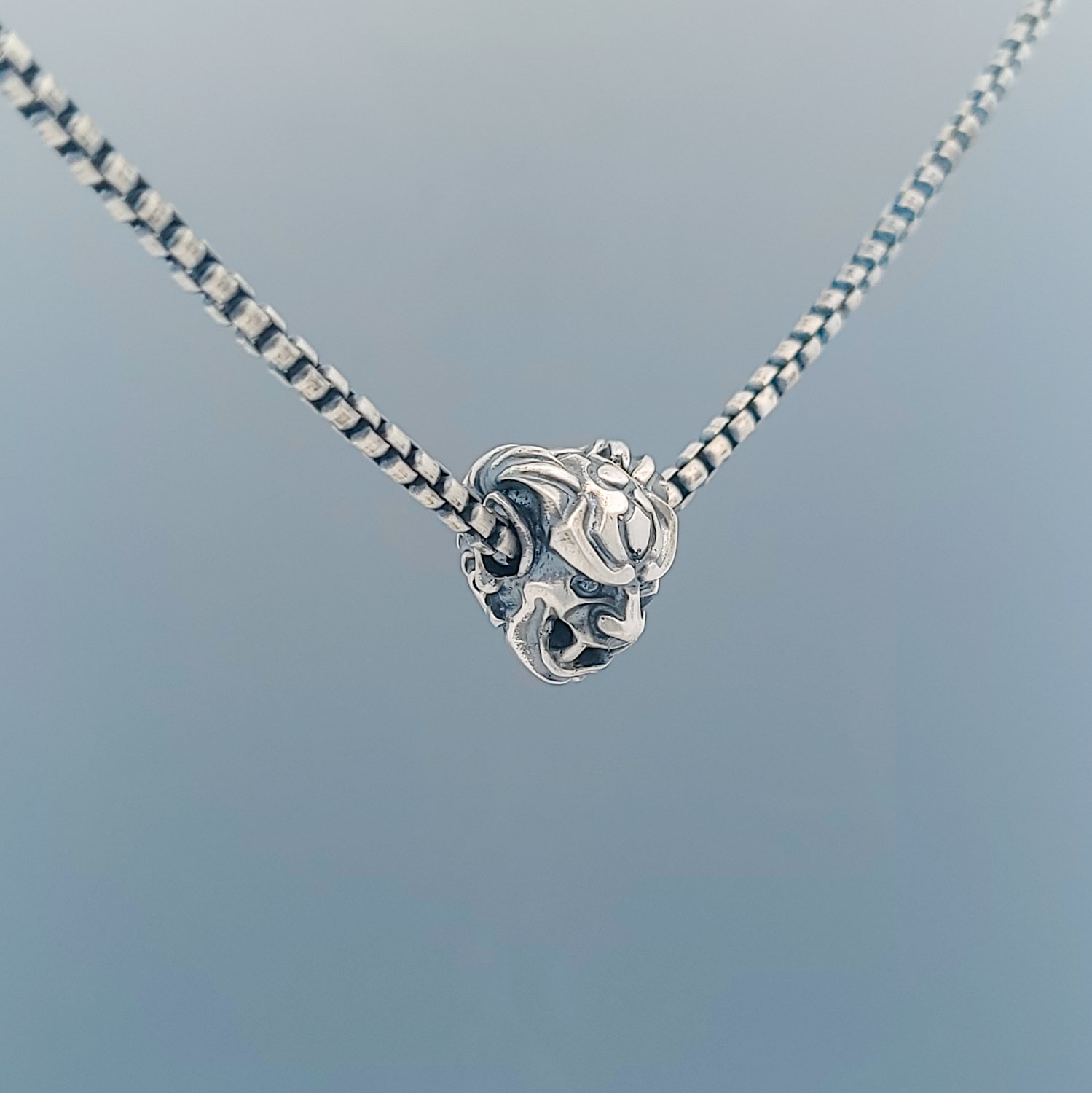 Oni Bead Necklace, Sterling, 22" Chain - Silver Bonsai Gallery