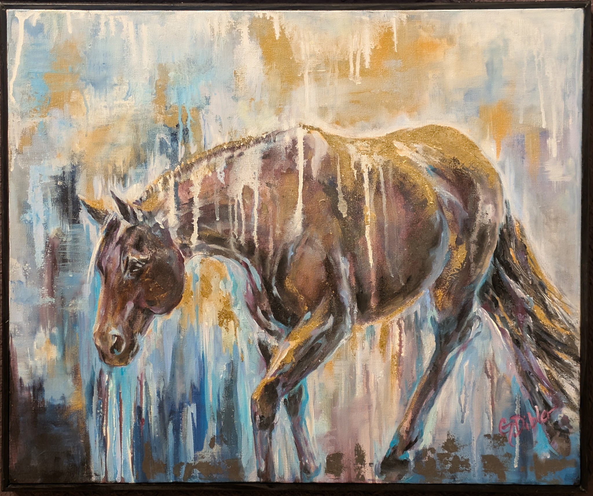 "Dark Horse Walking" - Gretchen Dibler - Silver Bonsai Gallery