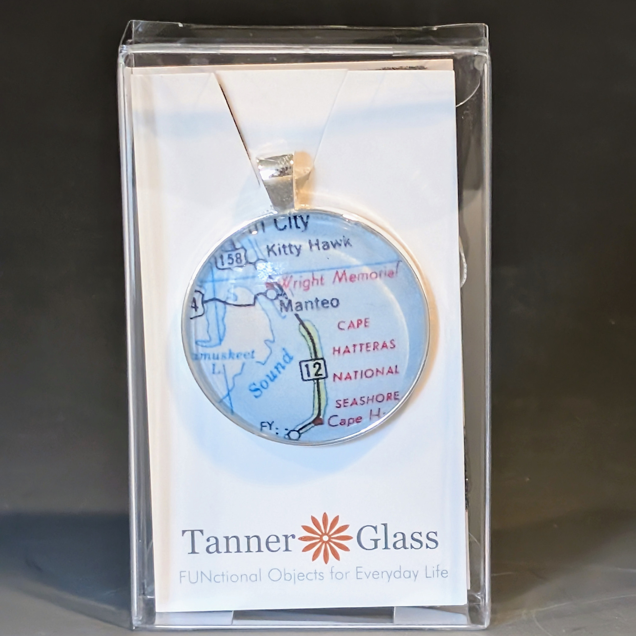 Tanner Glass Outer Banks Map Ornament - Silver Bonsai Gallery