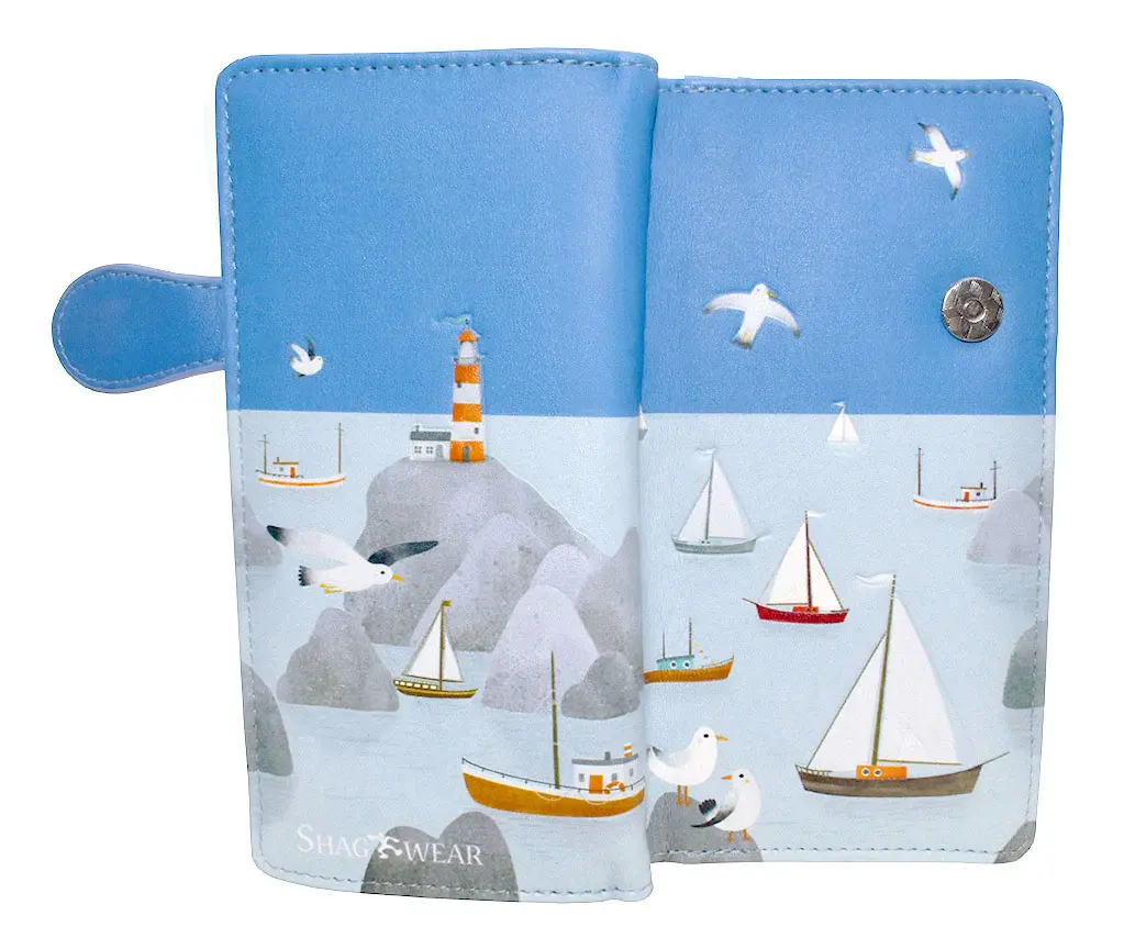 Sailboat Marina Large Wallet /Lt. Teal/ With Zipper - Garden Specialties