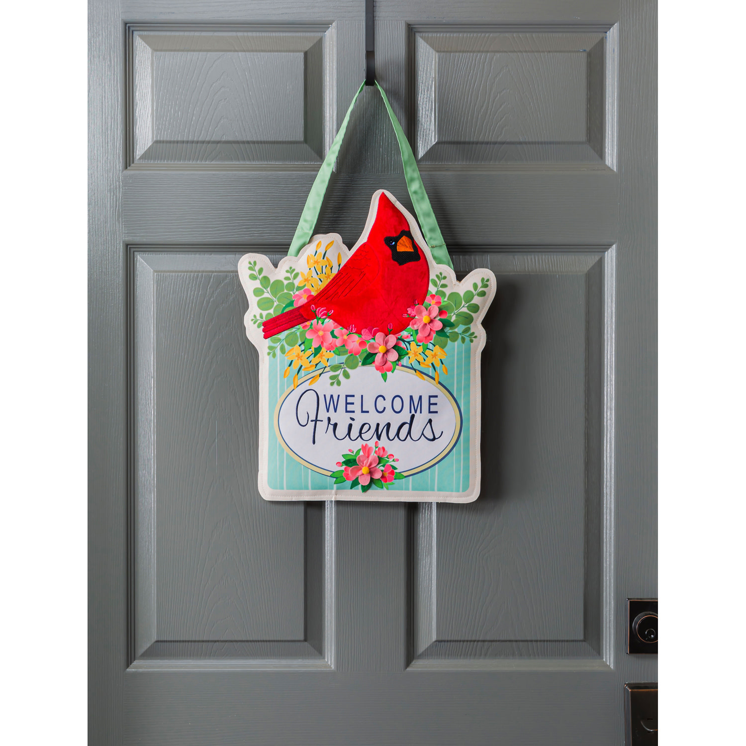 Spring Floral Cardinal Door Déc - Garden Specialties